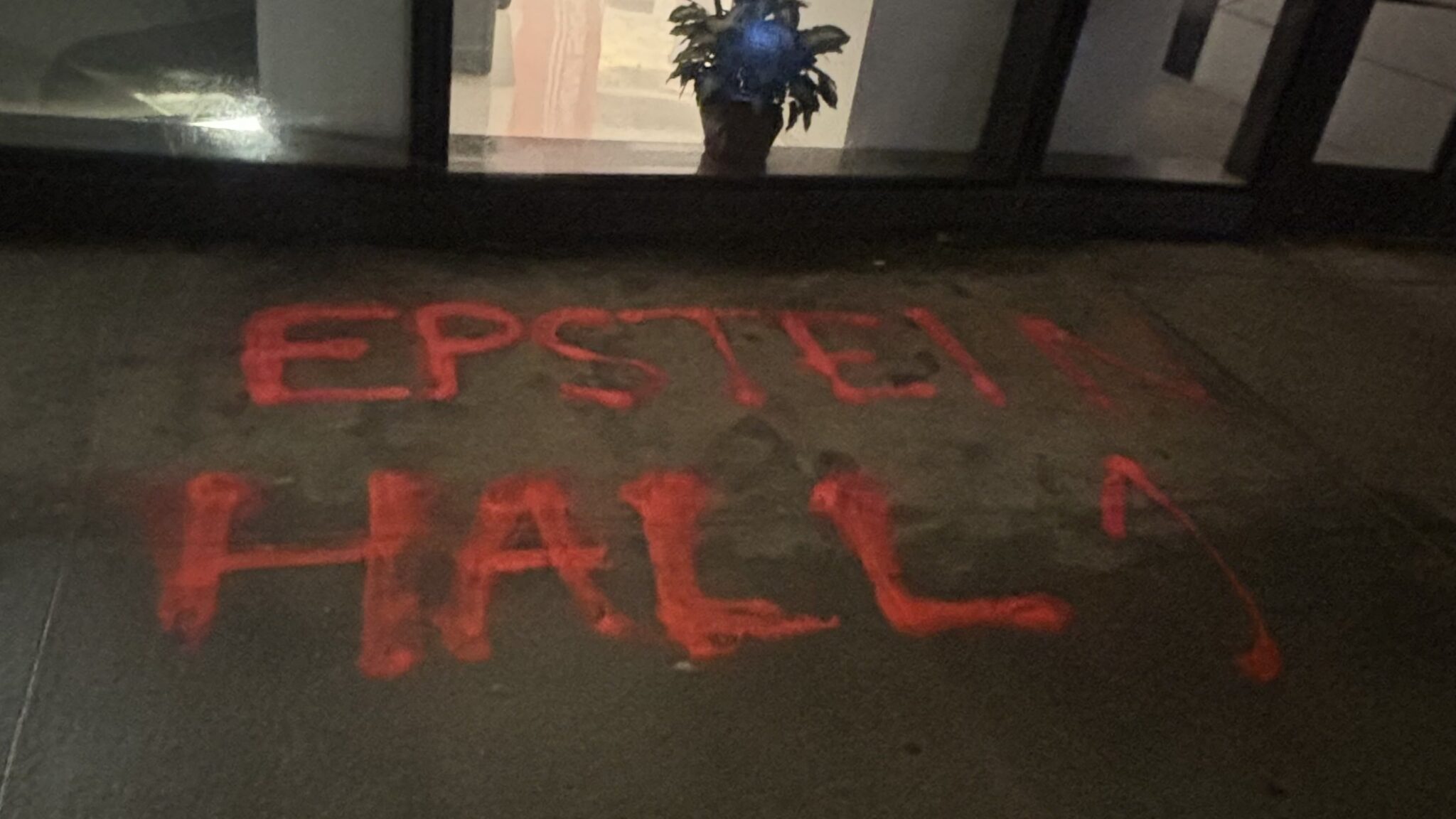 ‘Epstein Hall’ graffitied outside Kerrey Hall - The New School Free Press
